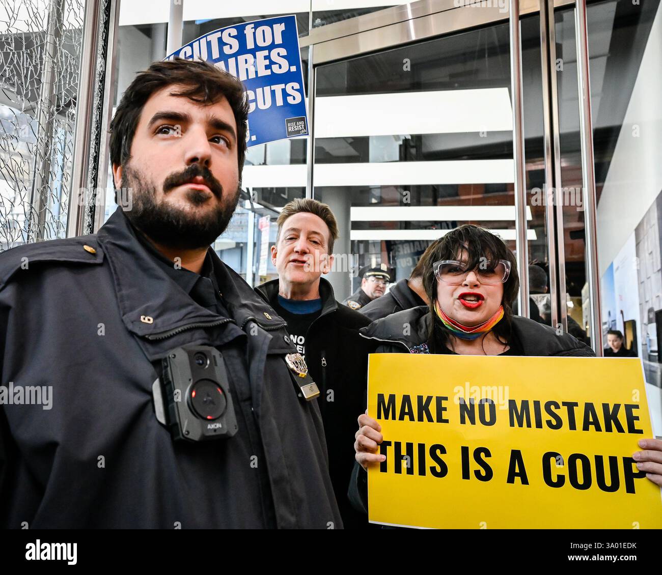 New York, USA. 01st Mar, 2025. Members of the political action group ...