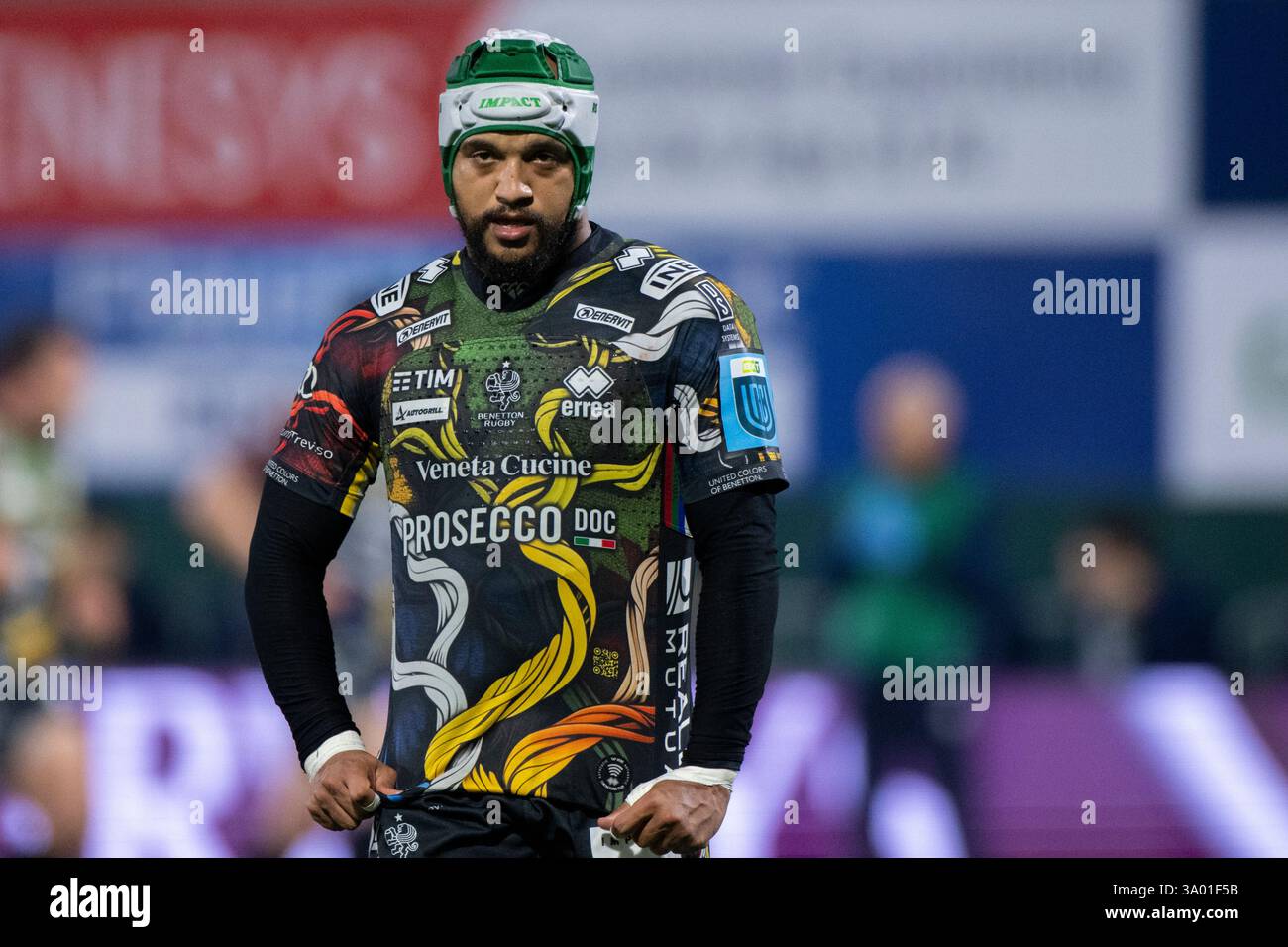 Rhyno Smith of Benetton looks on during the United Rugby Championship ...