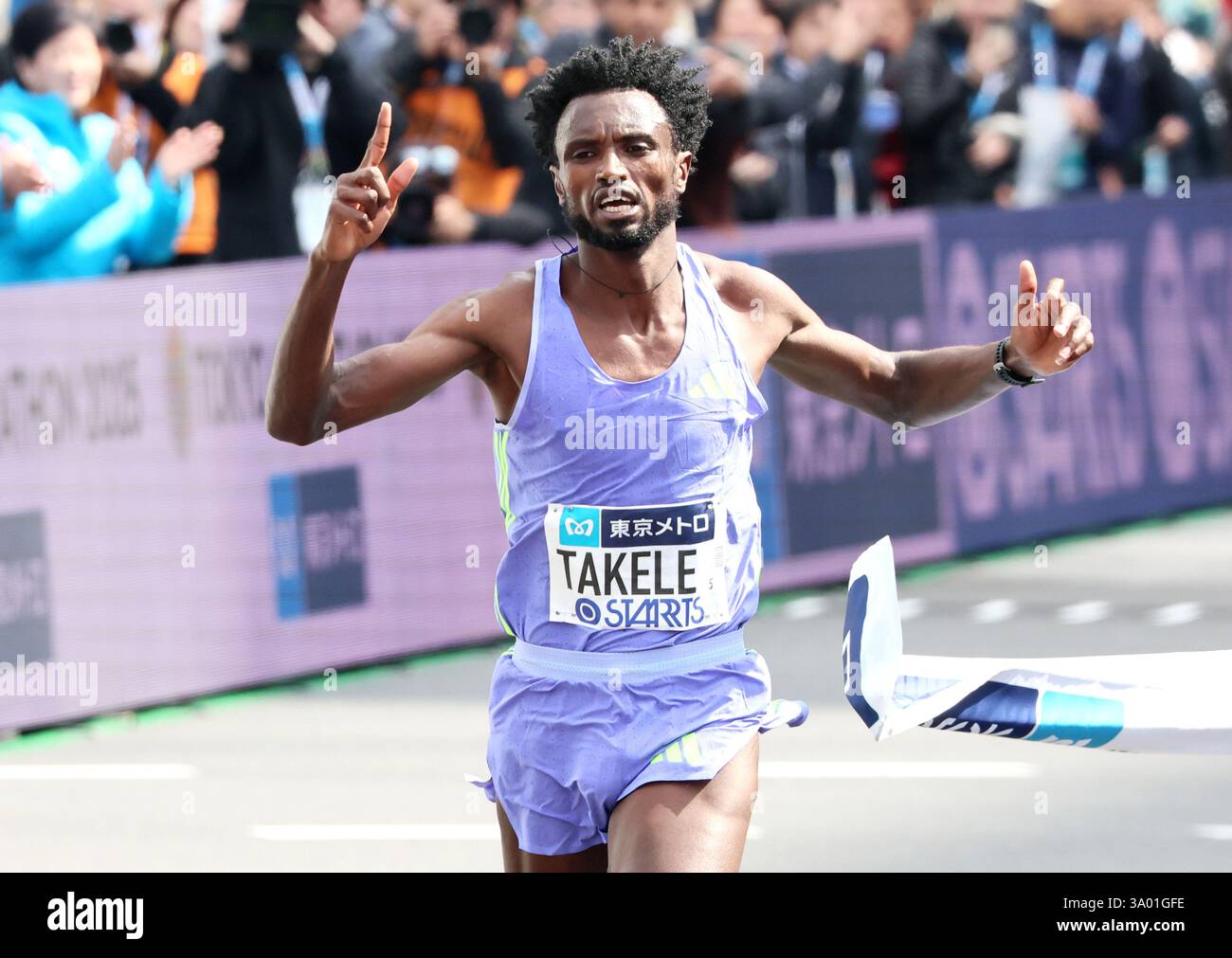 March 2, 2025, Tokyo, Japan - Tadese Takele of Ethiopia crosses the ...