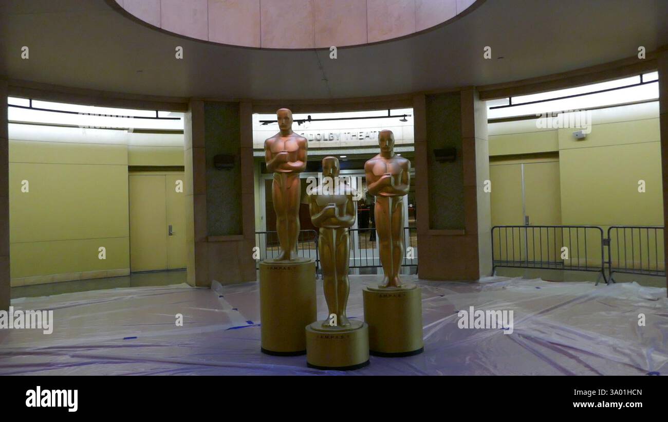 Hollywood, California, USA 1st March 2025 Oscars Statues at Entrance of ...