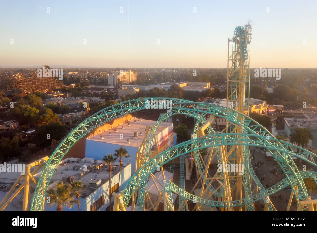 View of Knott's Berry Farm and its surroundings from Sky Cabin in Buena ...