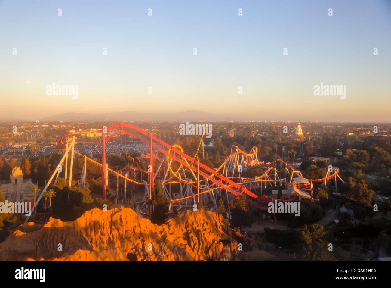View of Knott's Berry Farm and its surroundings from Sky Cabin in Buena ...