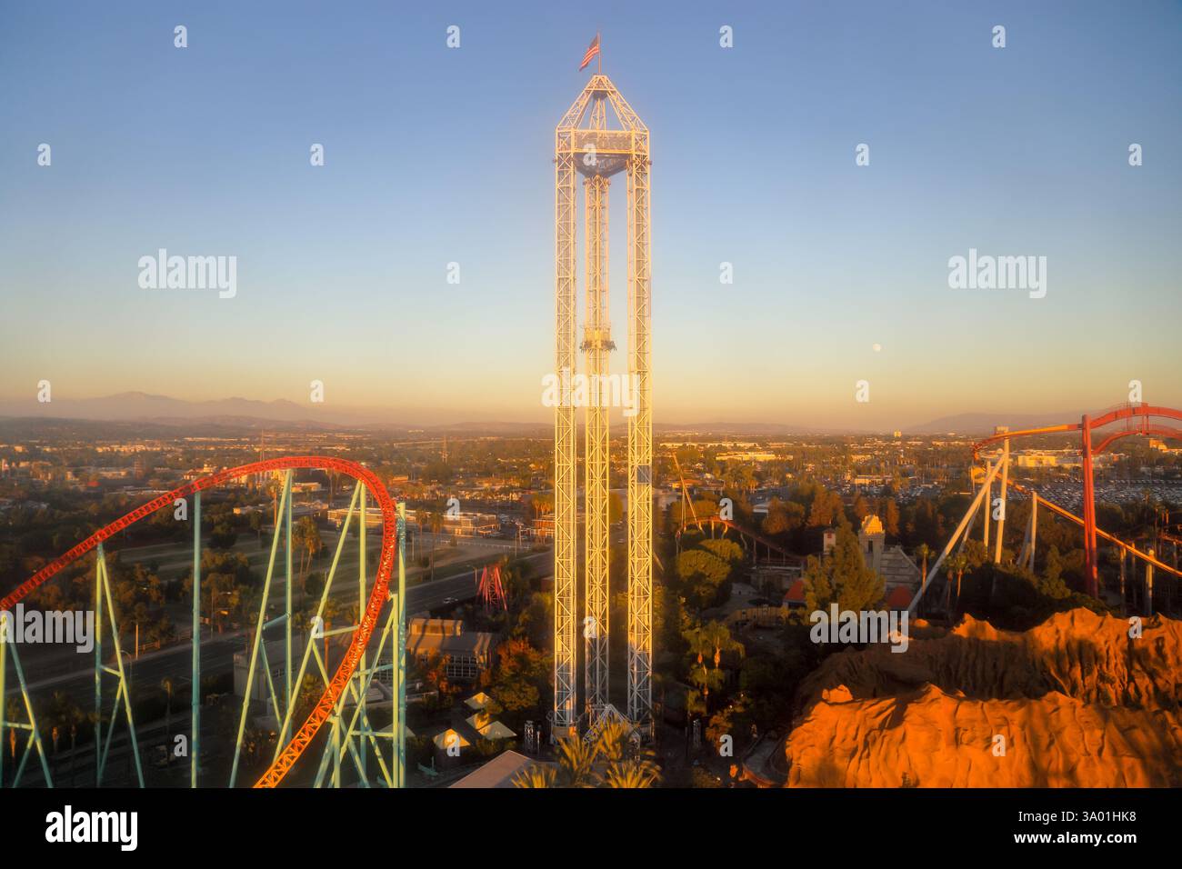 View of Knott's Berry Farm and its surroundings from Sky Cabin in Buena ...