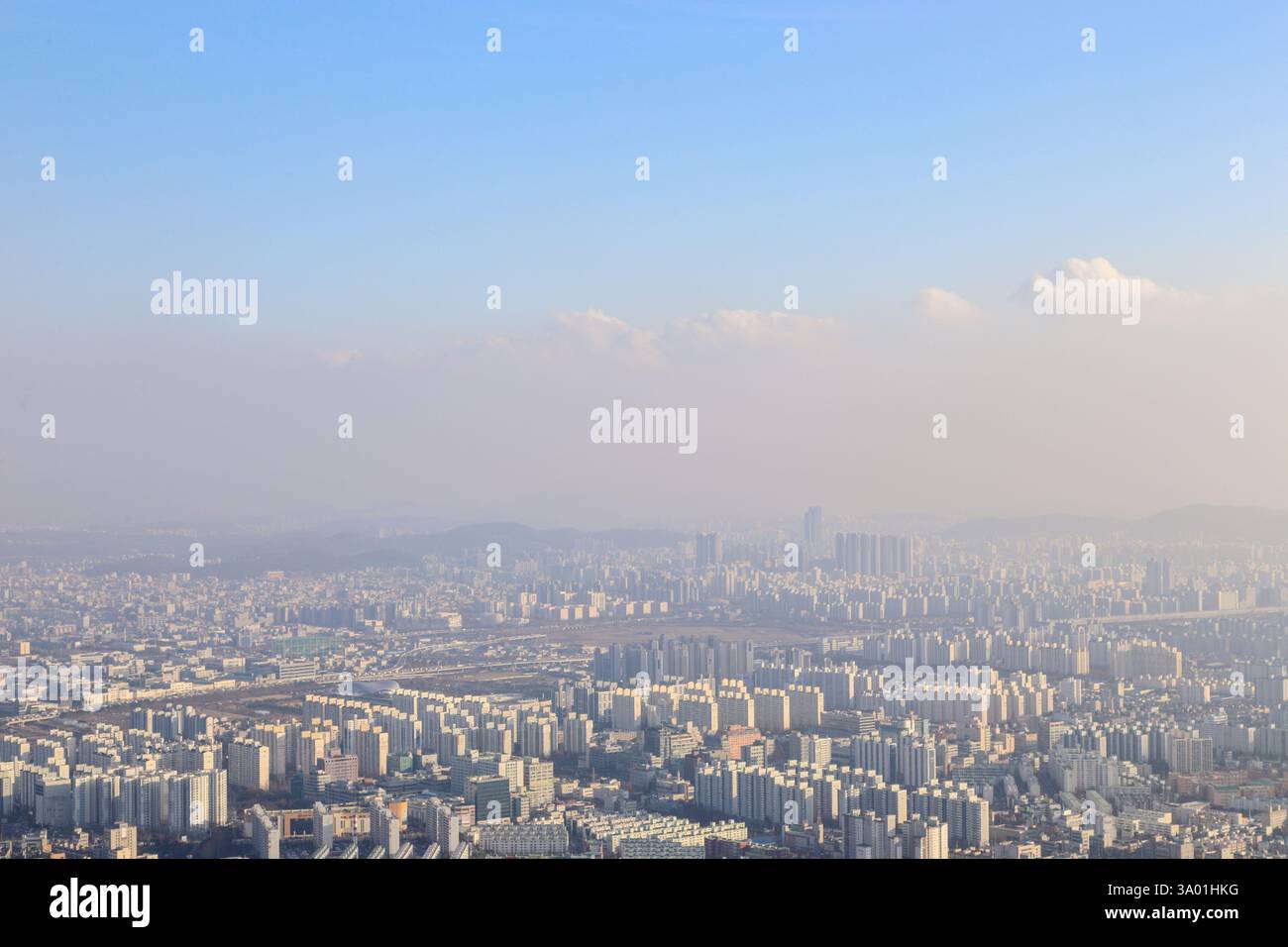 Visible air pollution in one of cities in South Korea Stock Photo - Alamy