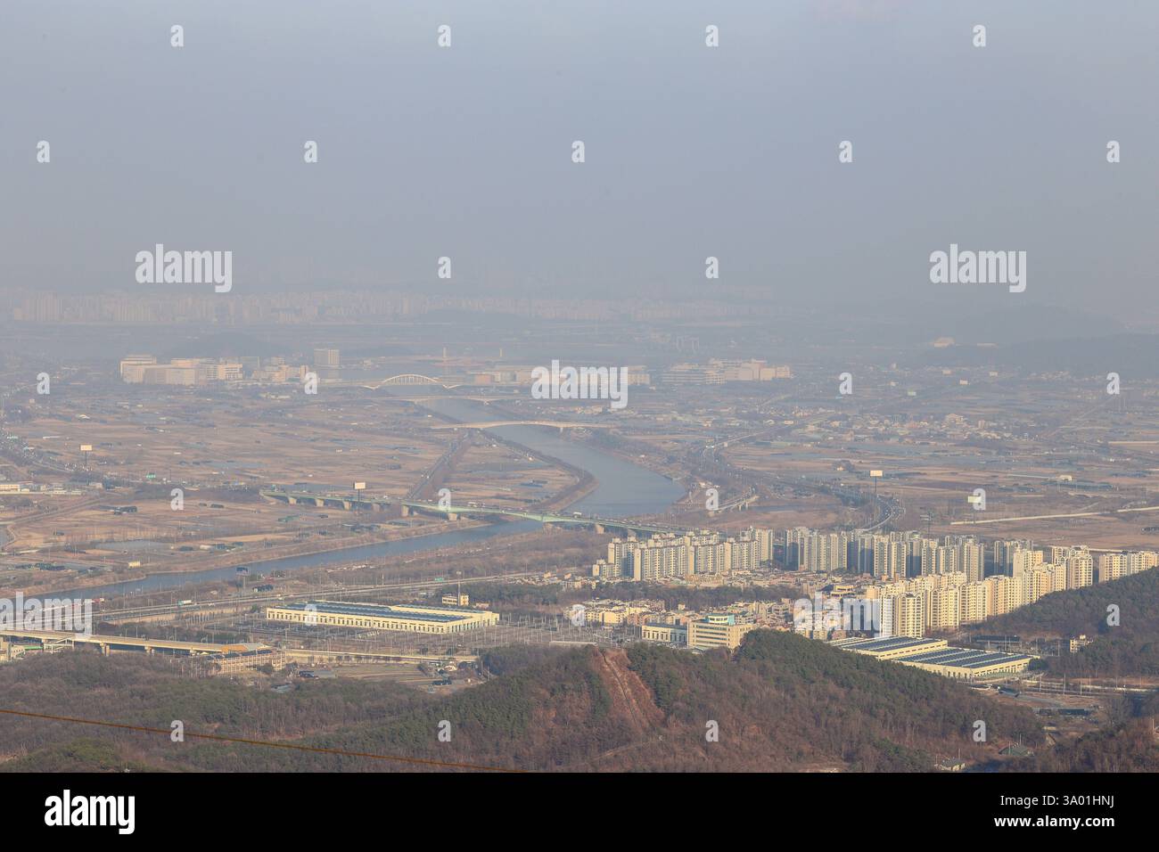 Visible air pollution in one of cities in South Korea Stock Photo - Alamy