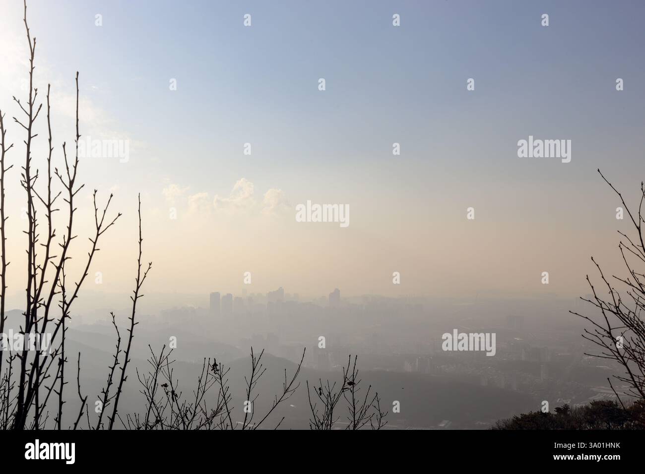 Visible air pollution in one of cities in South Korea Stock Photo - Alamy