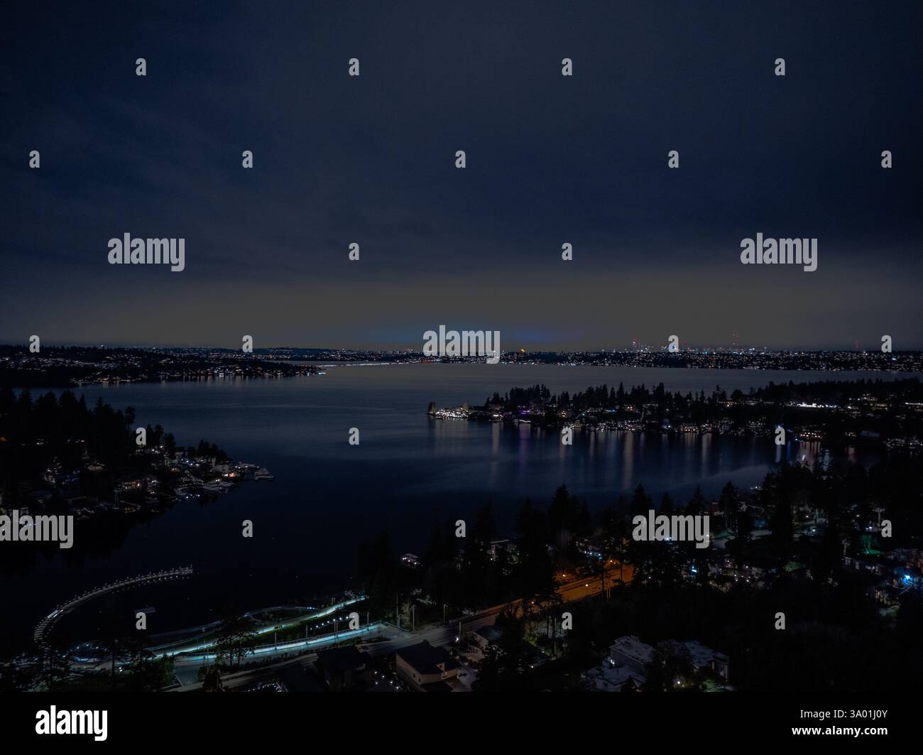 Bellevue WA USA - February 7th 2025: Peaceful nightlight at downtown ...