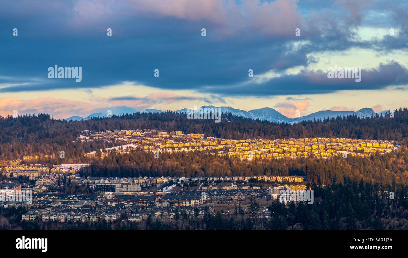 Issaquah WA USA - February 10th 2025: Sunset at Issaquah Highland ...