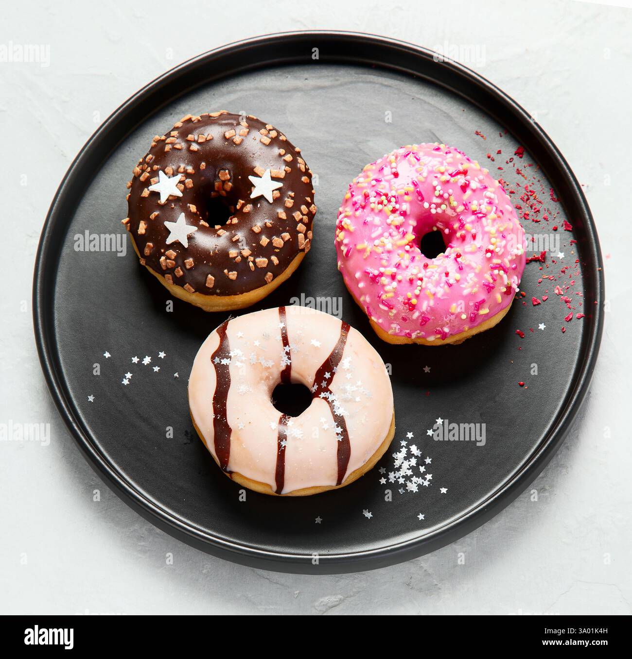 Different type of donuts. top view Stock Photo - Alamy