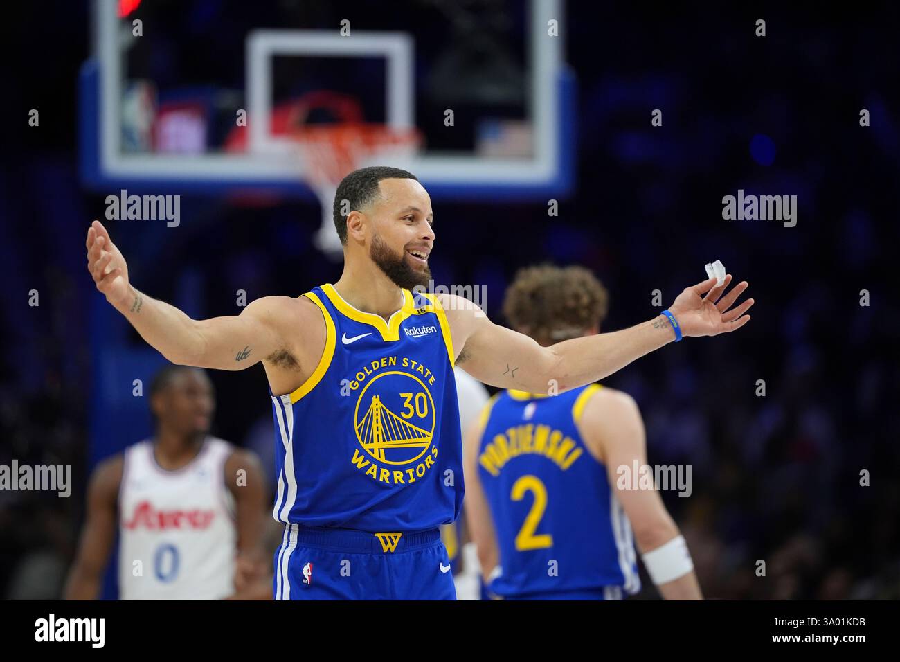 Golden State Warriors' Stephen Curry reacts during an NBA basketball ...