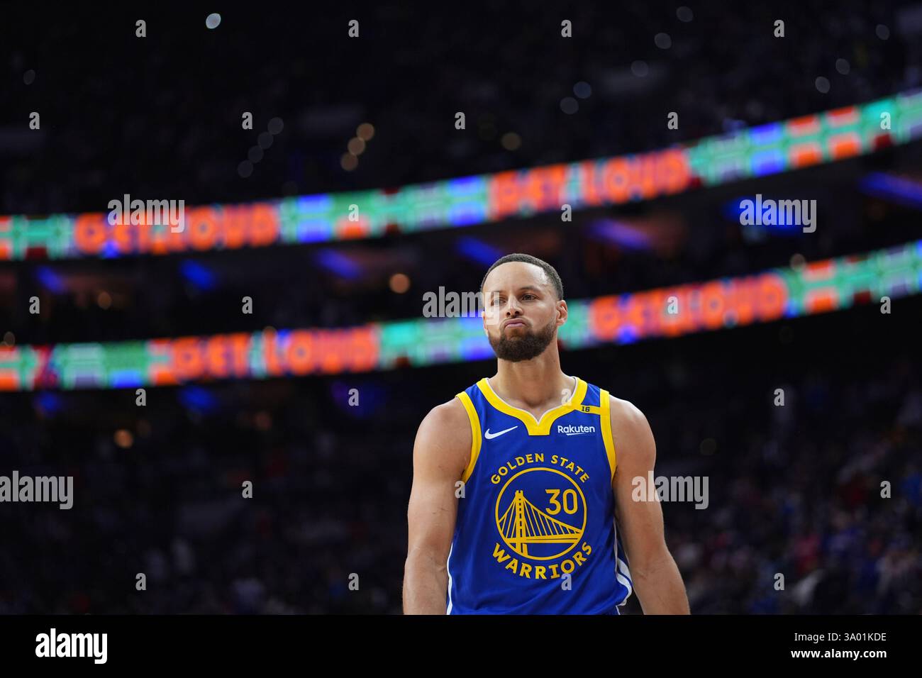Golden State Warriors' Stephen Curry reacts during an NBA basketball ...