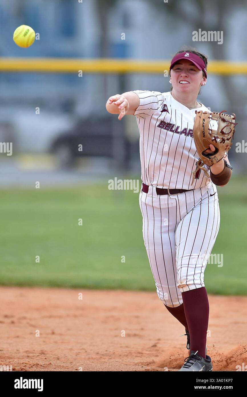 Bellarmine University shortstop Harlie Bickett (1) fires to first ...