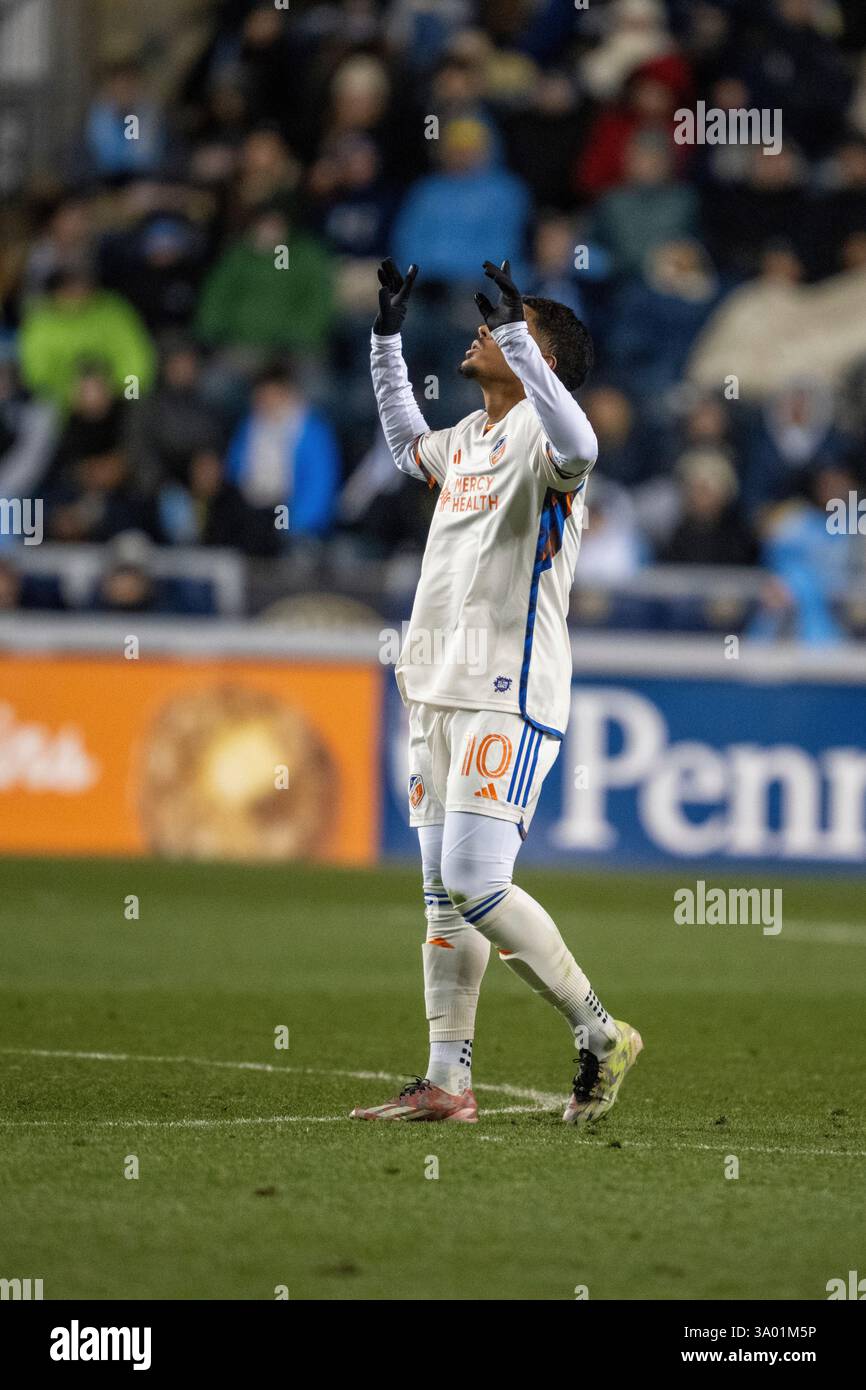 CHESTER, PA - MARCH 01: FC Cincinnati midfielder Evander #10 takes a ...