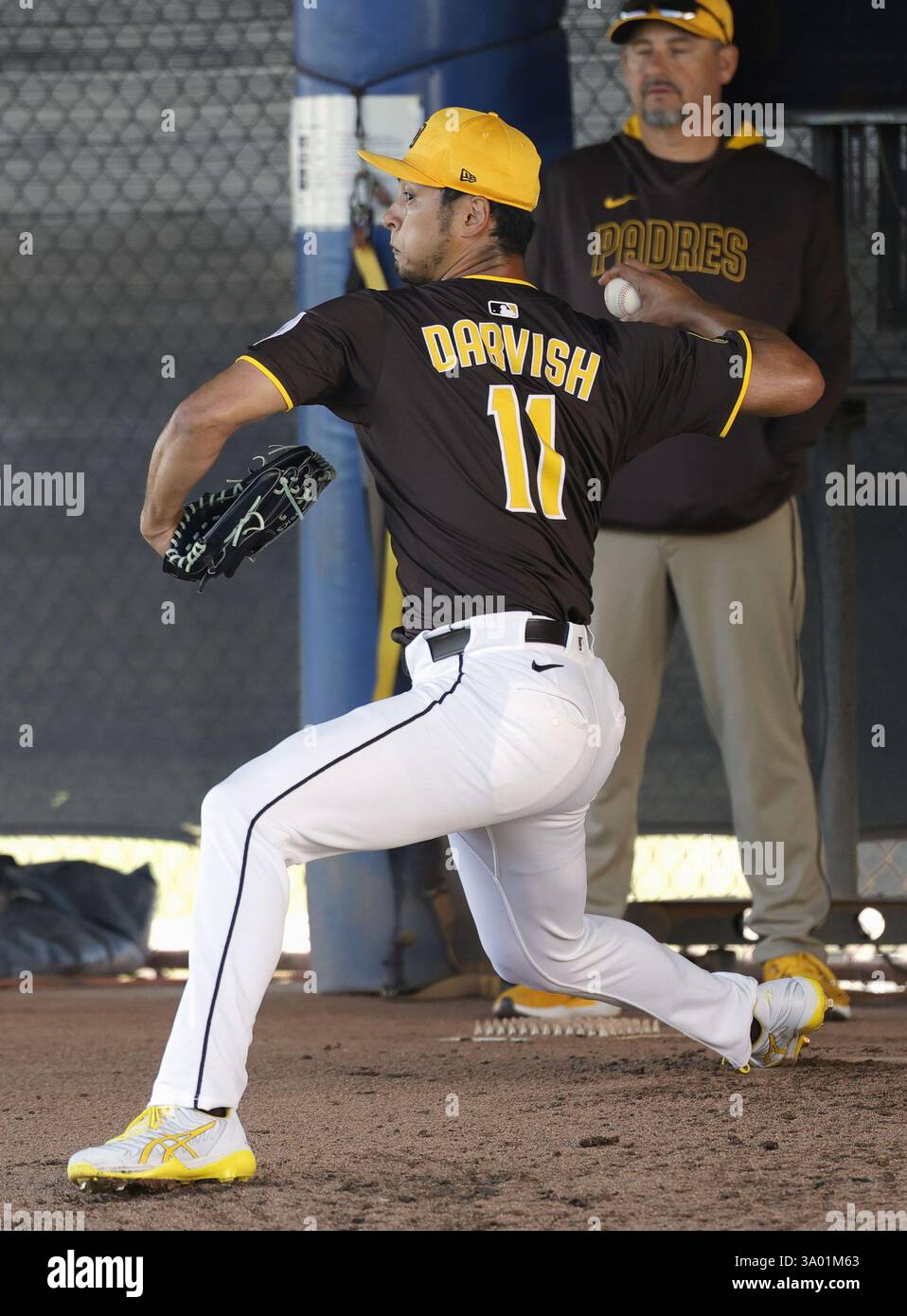 San Diego Padres pitcher Yu Darvish throws a bullpen session during ...