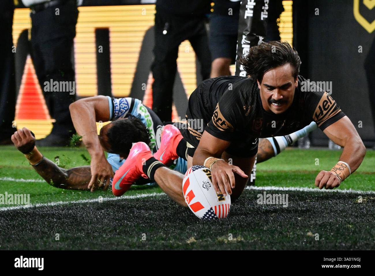 Penrith Panthers Daine Laurie scores a try during Australia's National ...