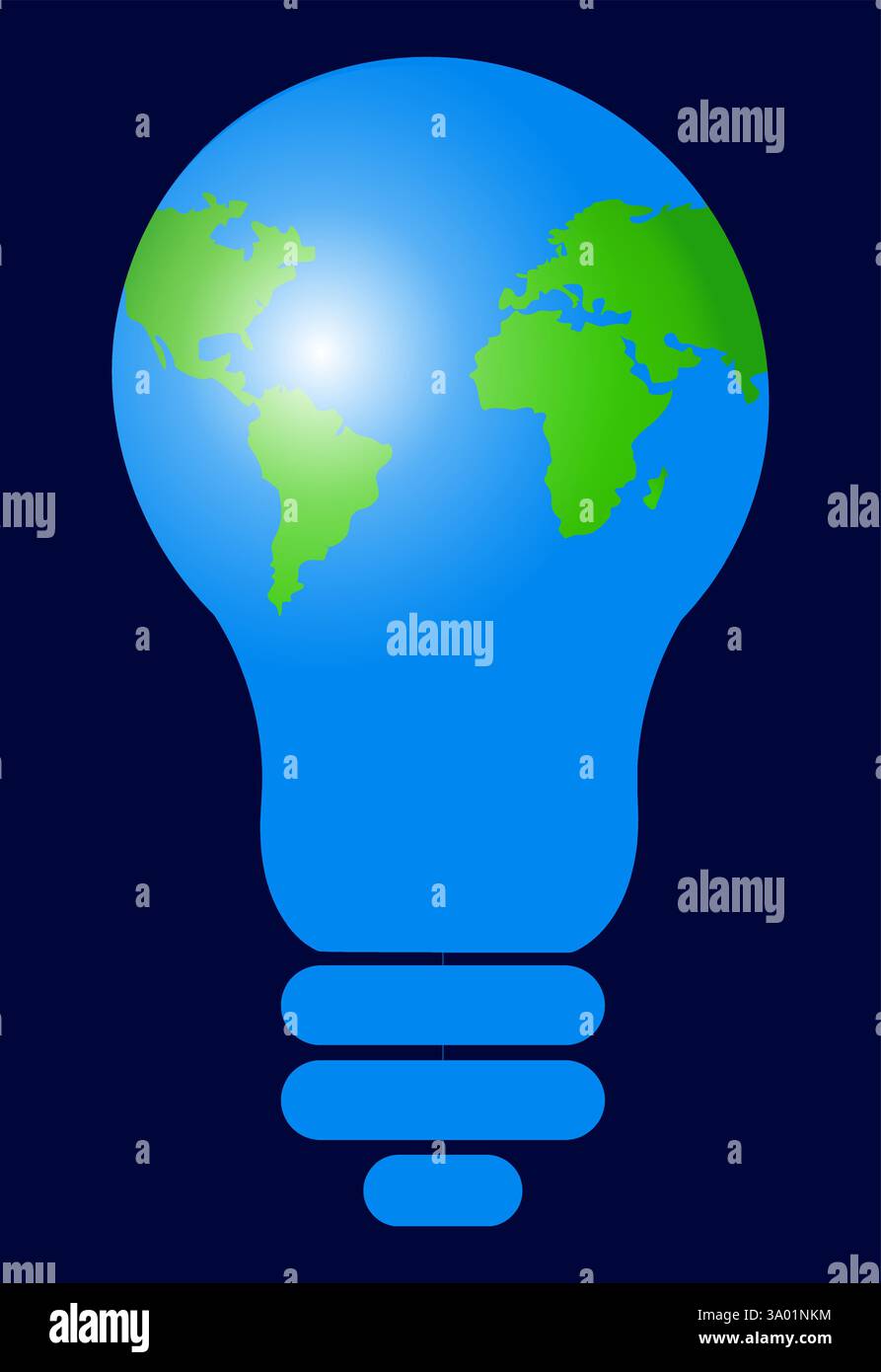 Light bulb design featuring a globe representing global innovation and ...