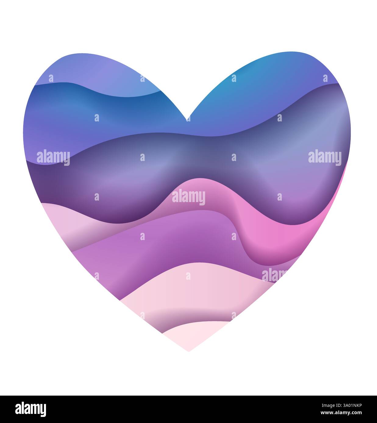Colorful heart-shaped vector illustration featuring smooth waves in ...