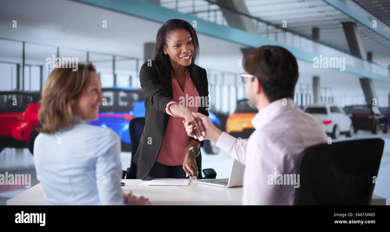 African American couple signs contract with trusted car salesperson in ...