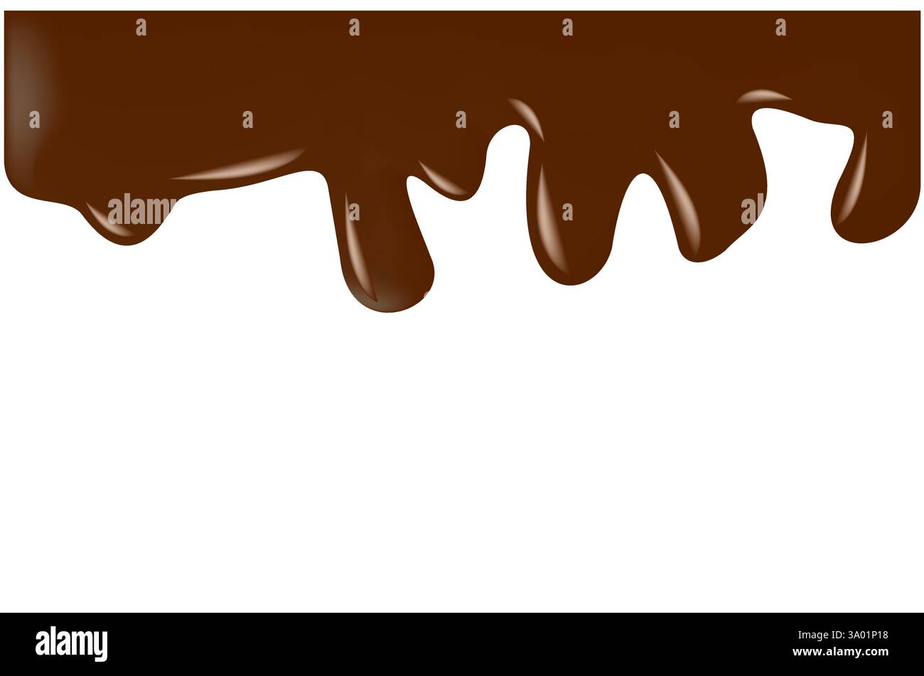 Pouring melted milk chocolate falling down isolated on white background ...