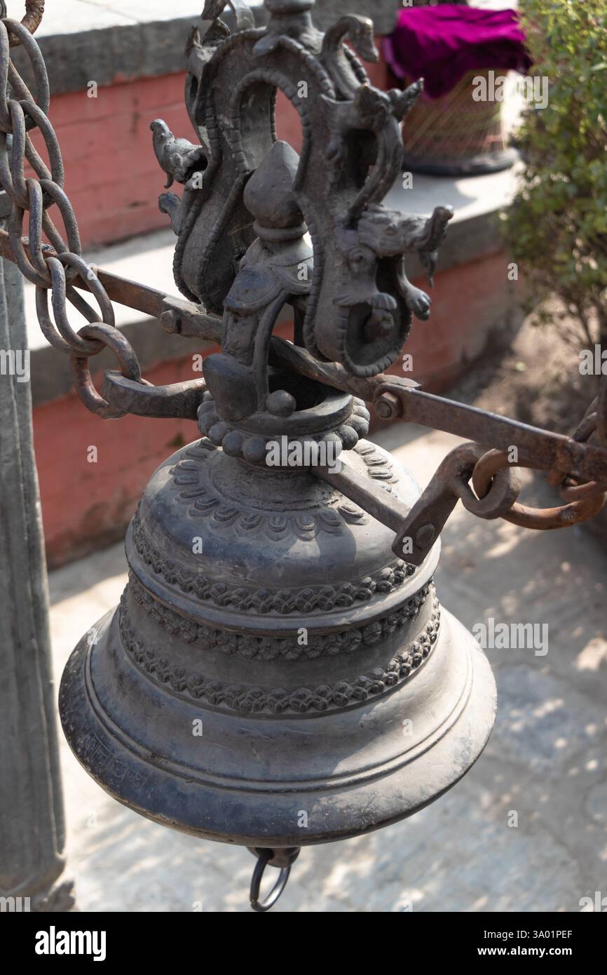 A large bell at Bajradhatu Chaitya, at the entrance of Swayambhunath ...