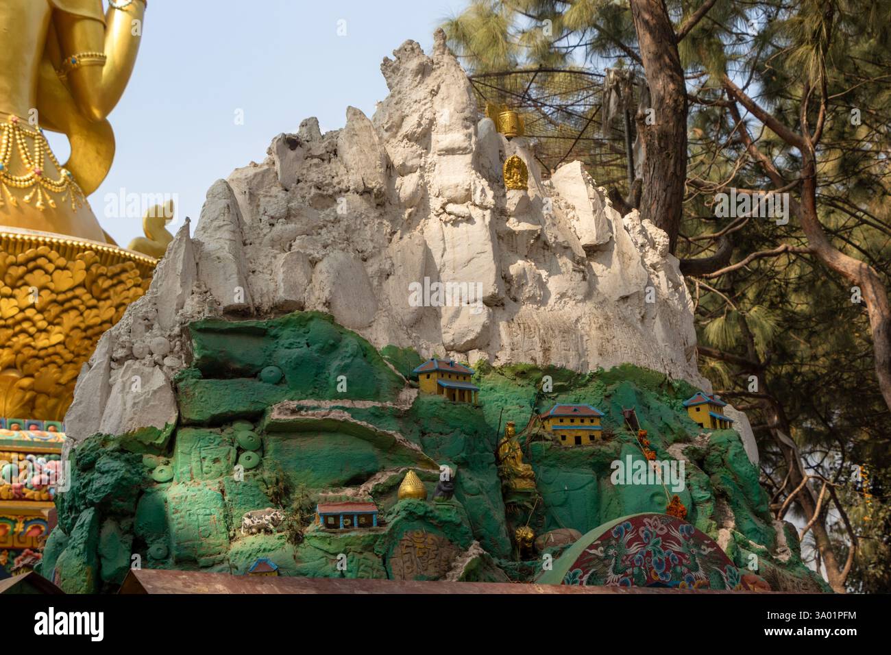 Tare Gumba located behind the golden statues of buddha at Swayambhunath ...