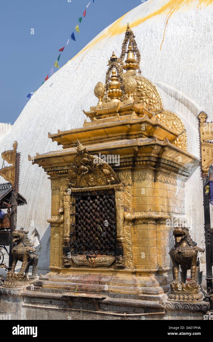 One of the Buddhas shrine located at the base of the Swayambhunath ...