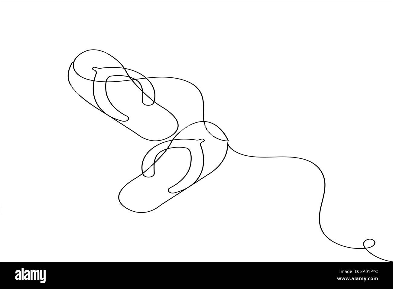 Beach slippers sandals one line art drawing and minimalist style ...