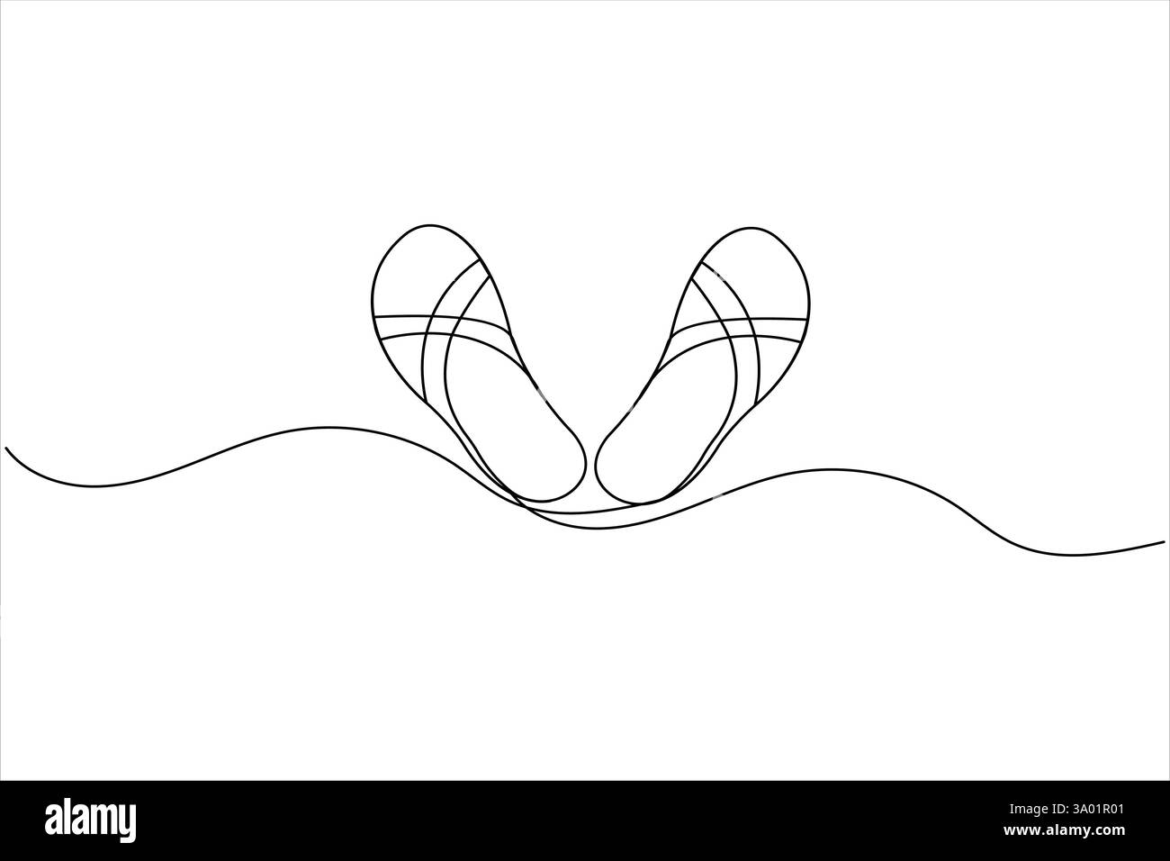 Beach slippers sandals one line art drawing and minimalist style ...