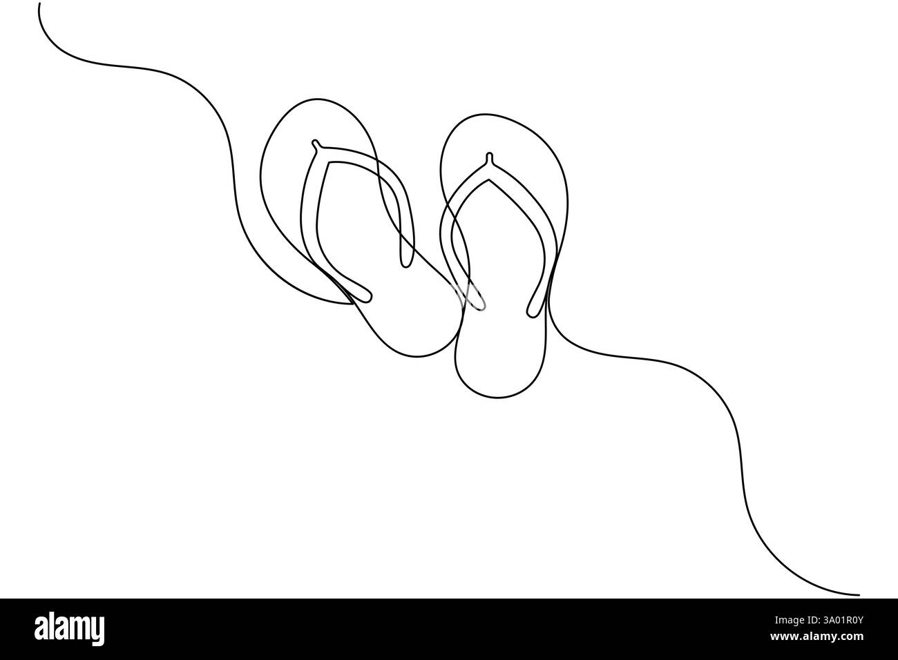 Beach slippers sandals one line art drawing and minimalist style isolate outline vector icon ...