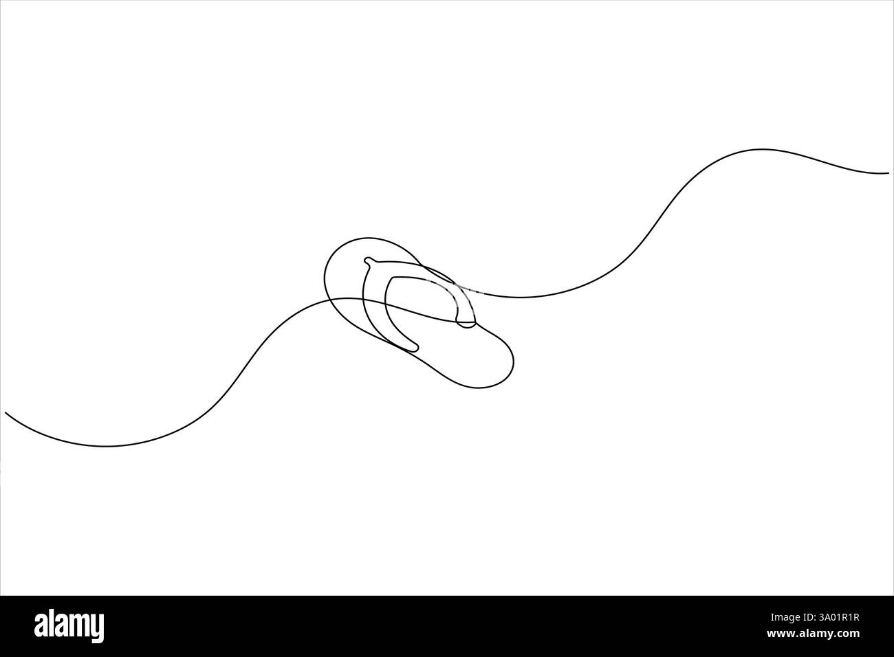 Beach slippers sandals one line art drawing and minimalist style isolate outline vector icon ...