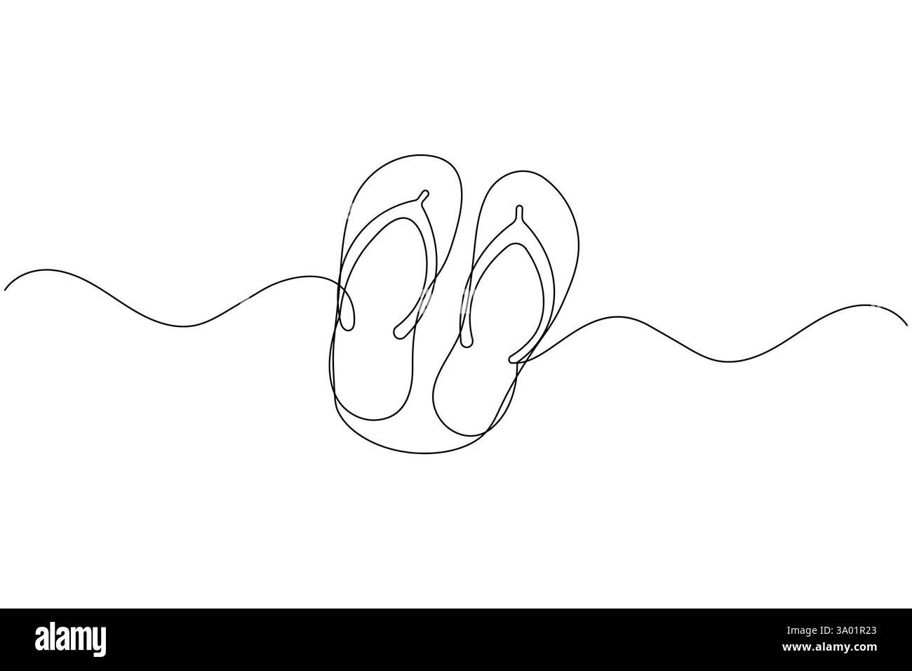 Beach slippers sandals one line art drawing and minimalist style isolate outline vector icon ...