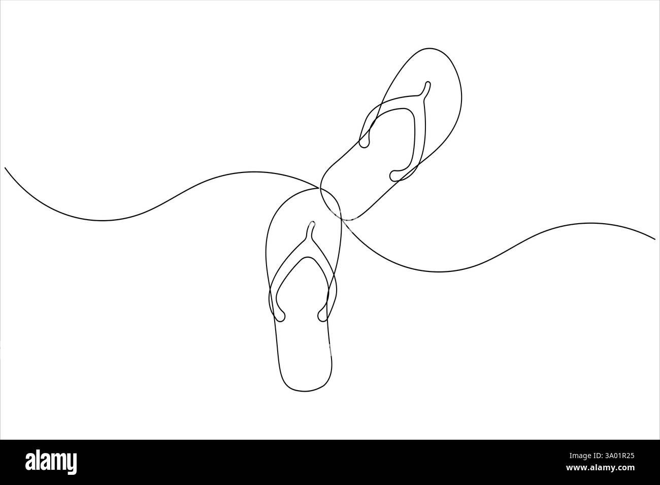 Beach slippers sandals one line art drawing and minimalist style ...