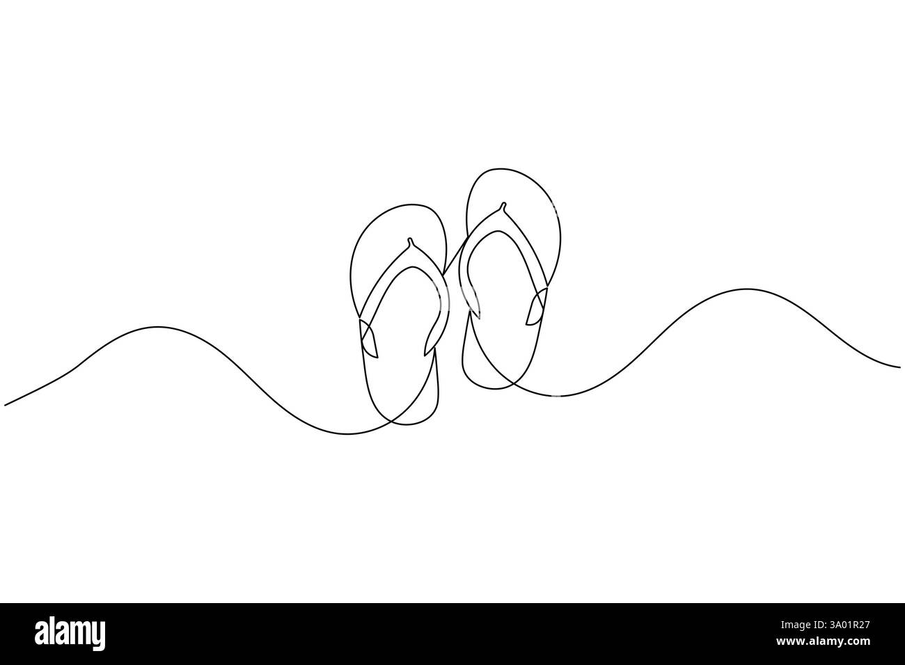 Beach slippers sandals one line art drawing and minimalist style isolate outline vector icon ...