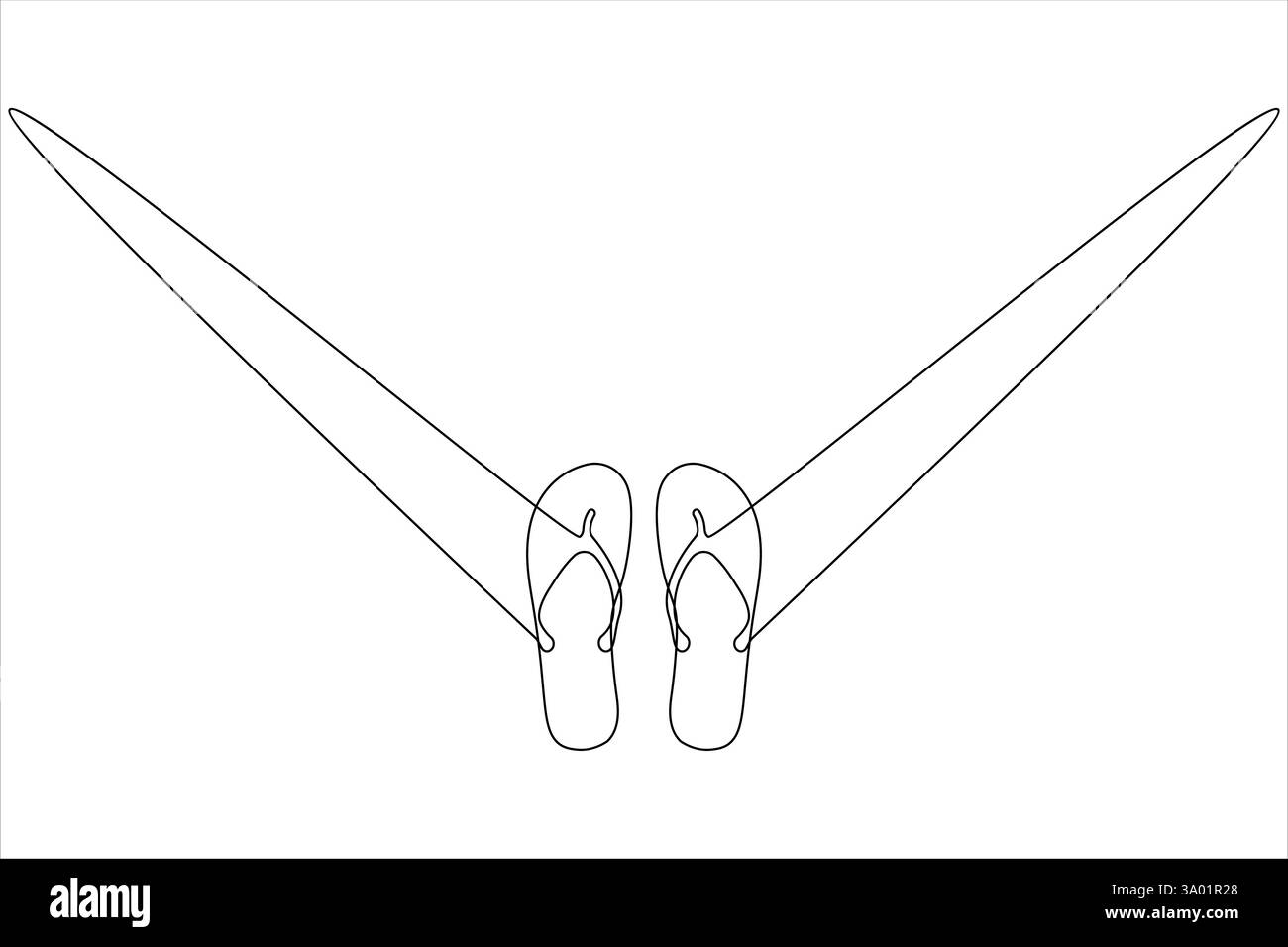 Beach slippers sandals one line art drawing and minimalist style isolate outline vector icon ...