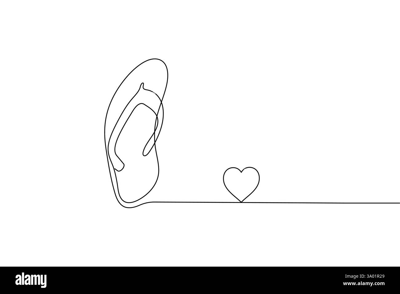 Beach slippers sandals one line art drawing and minimalist style ...