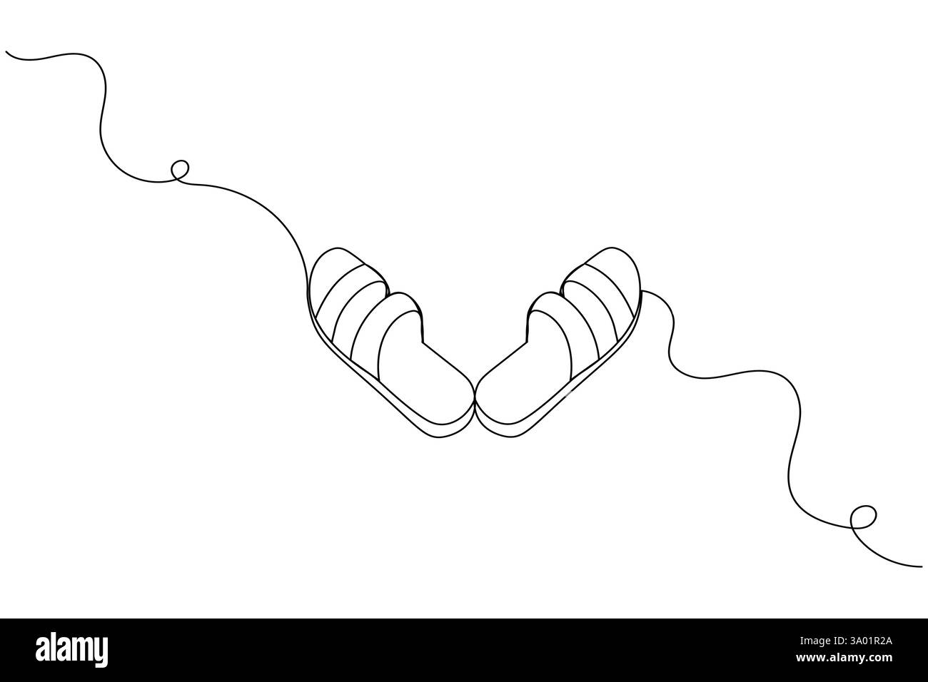 Beach slippers sandals one line art drawing and minimalist style ...