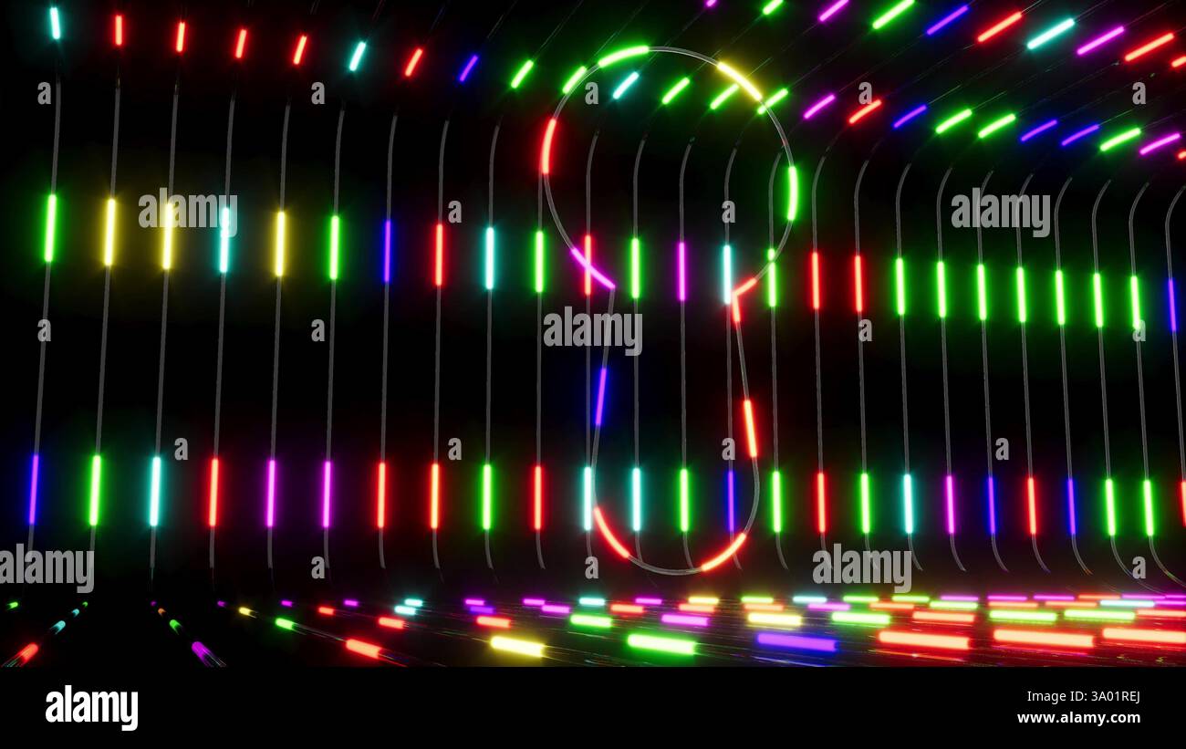 Track neon led lights inside glass tubes dor hole sign 3d render Stock ...