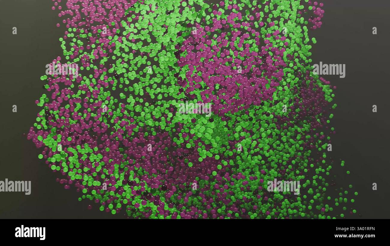 Color 3d spheres particles move chaos on black bg 3d render Stock Photo ...