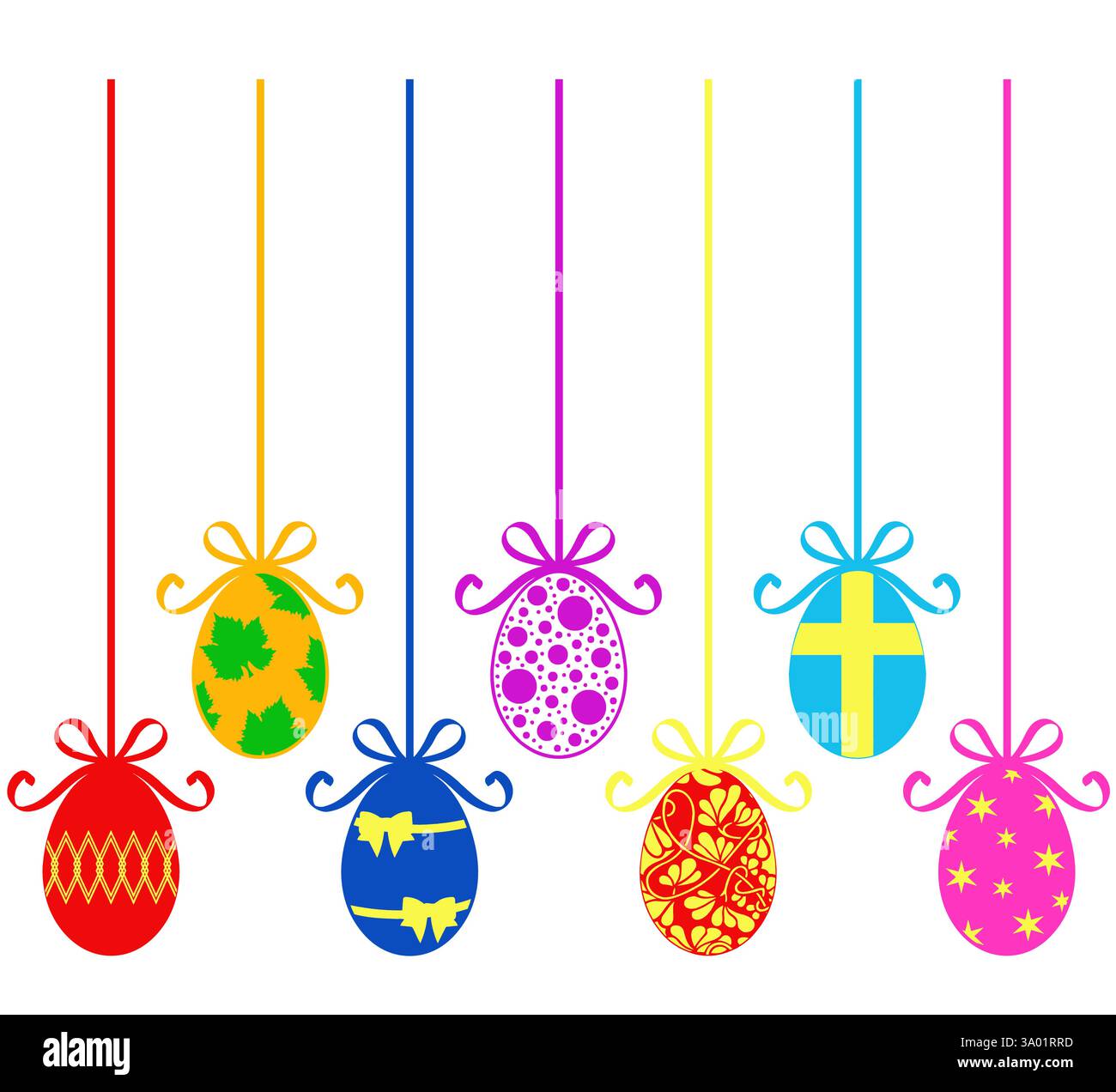 Set of different hanging Easter egg decorations isolated on white background Stock Vector Image ...