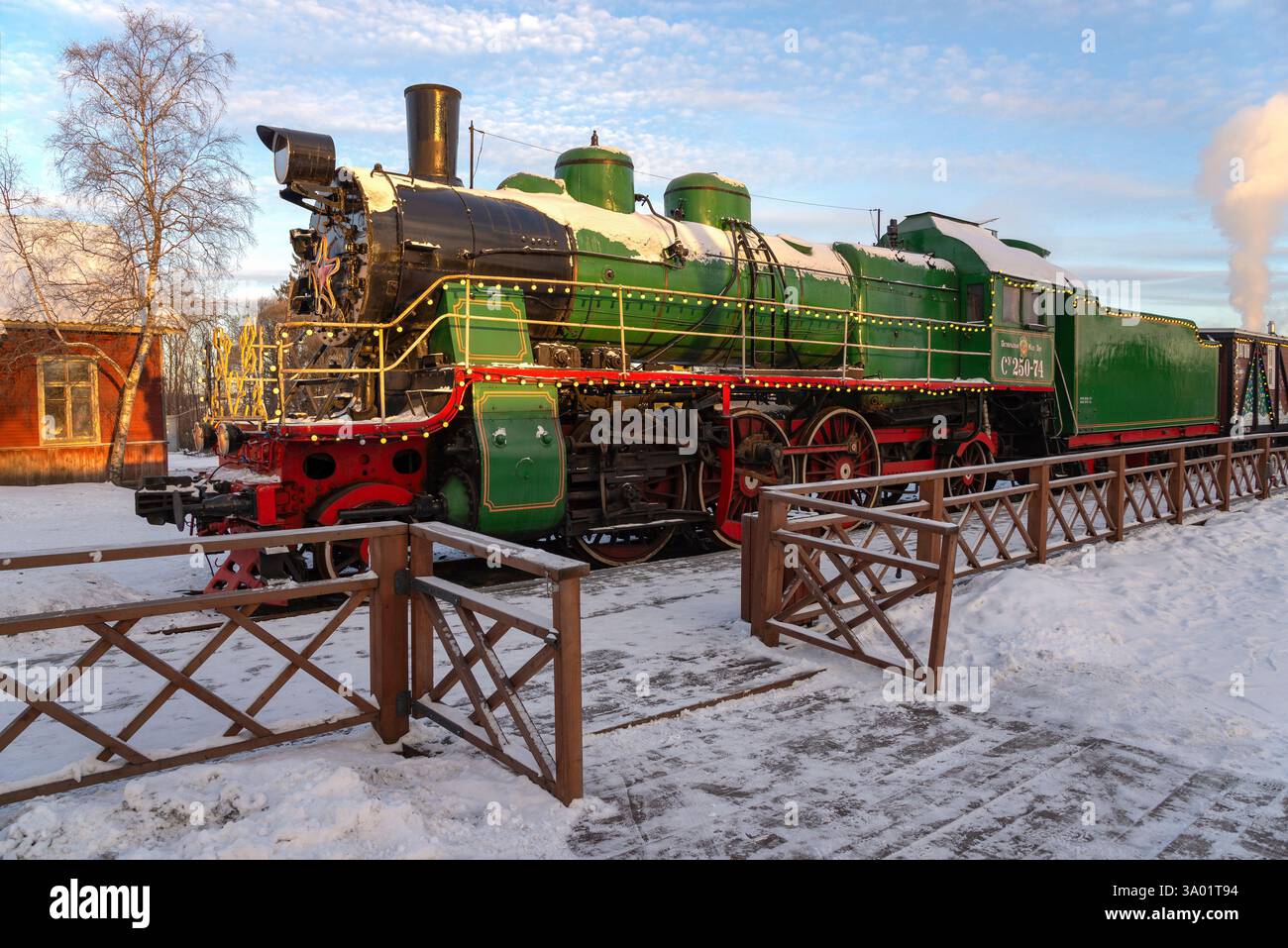 SORTAVALA, RUSSIA - FEBRUARY 20, 2025: Old Soviet passenger steam ...