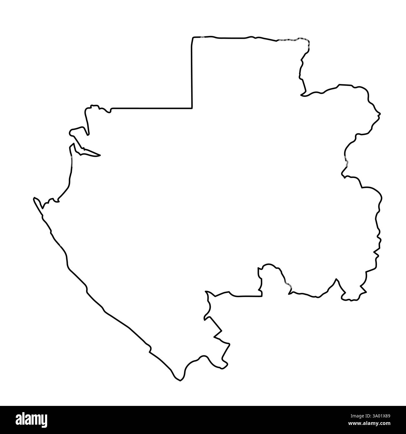 Sleek Gabon Outline Minimalist Map in Black Silhouette Stock Vector ...