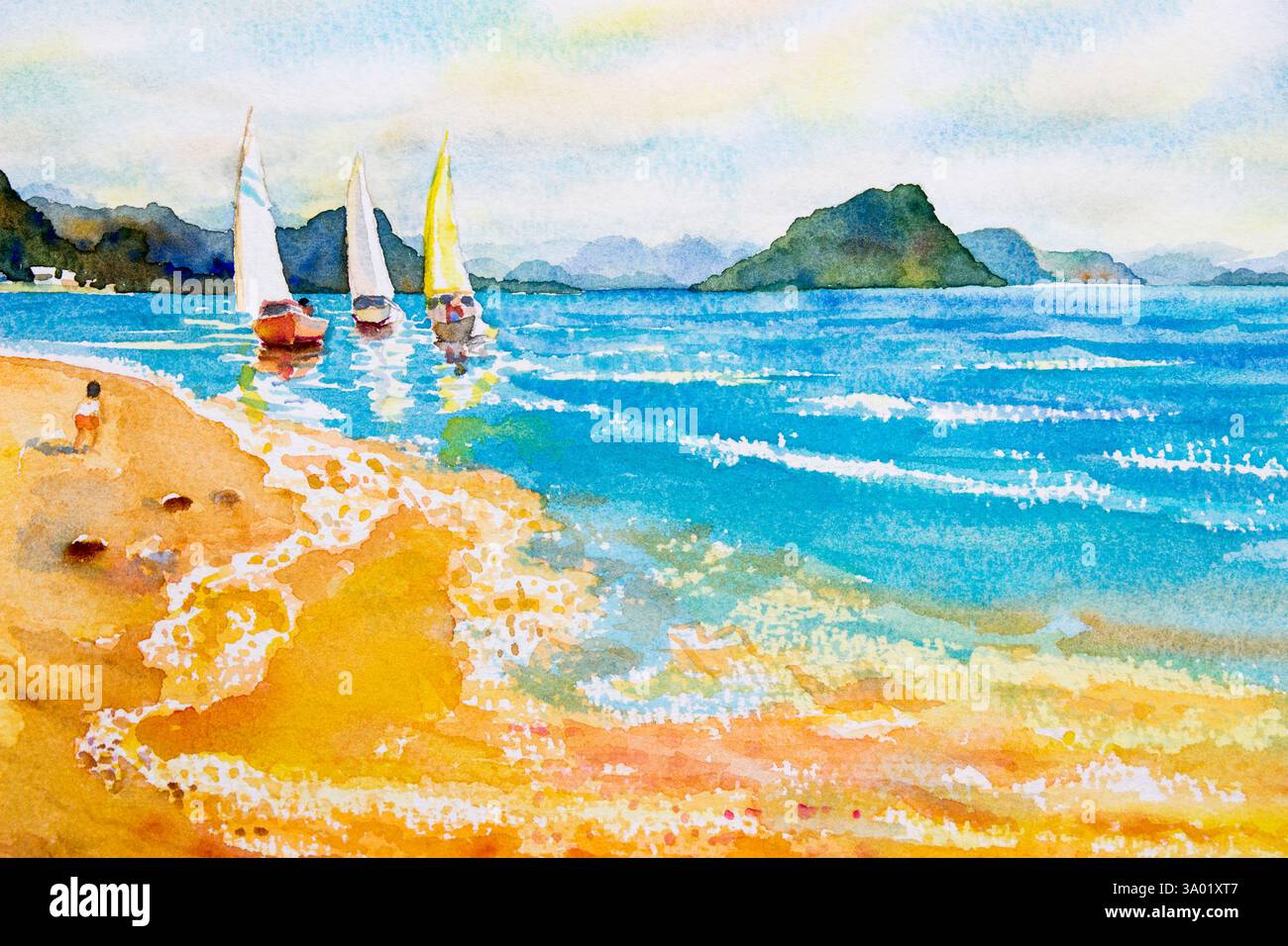 Colorful watercolor painting on paper texture. Impressionism image of ...