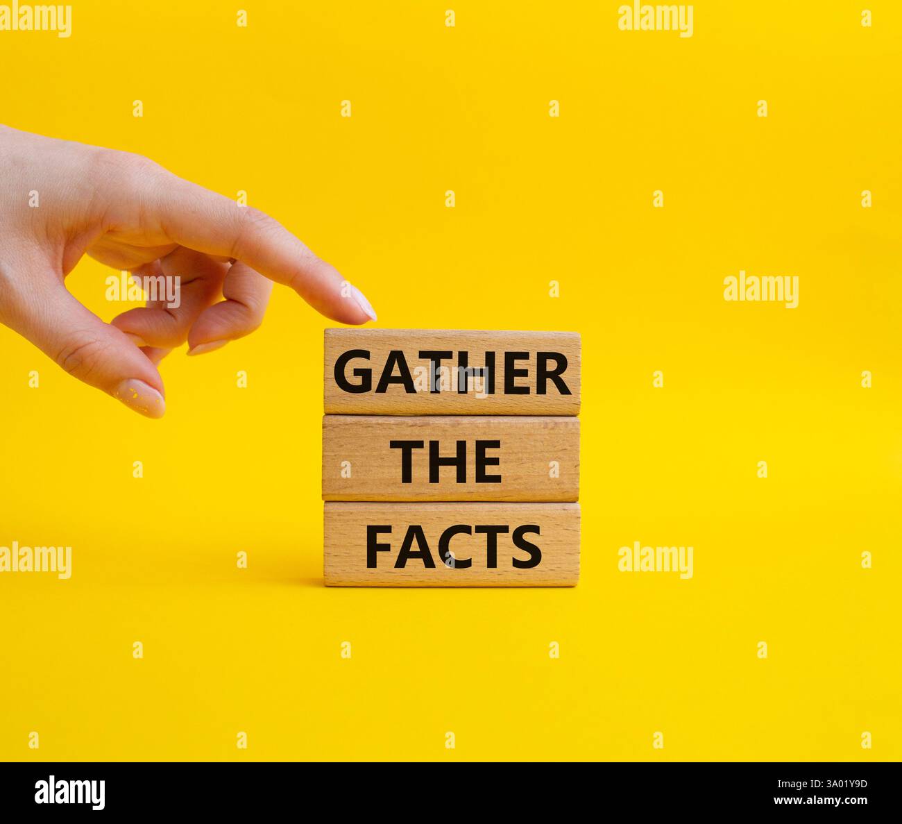 Gather the facts symbol. Wooden blocks with words Gather the facts ...