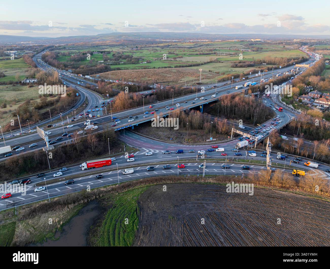 Aerial image over Junction 18 roundabout (Simister Island) of ...