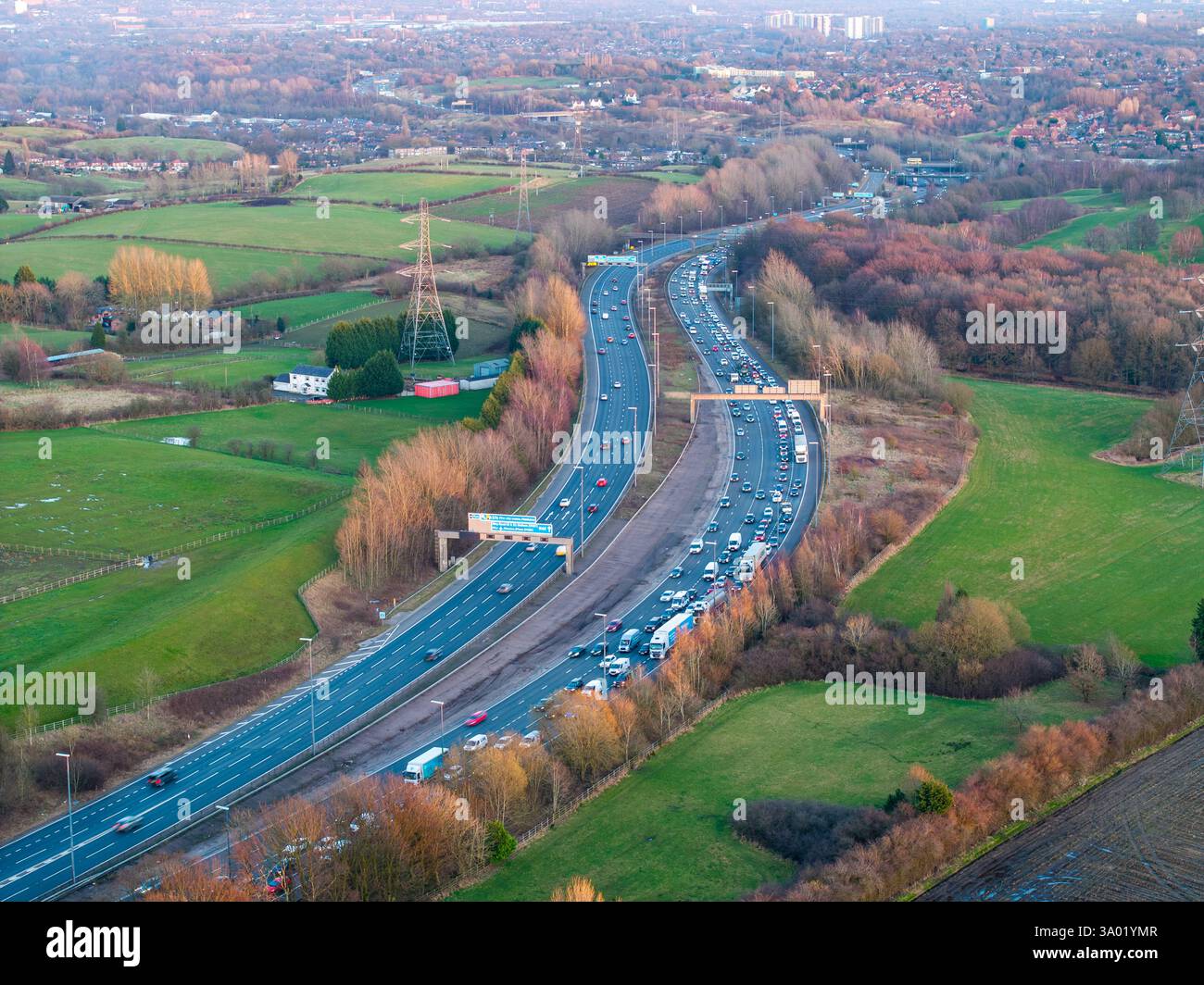 Aerial image of M60 Manchester ring road near Simister Stock Photo - Alamy