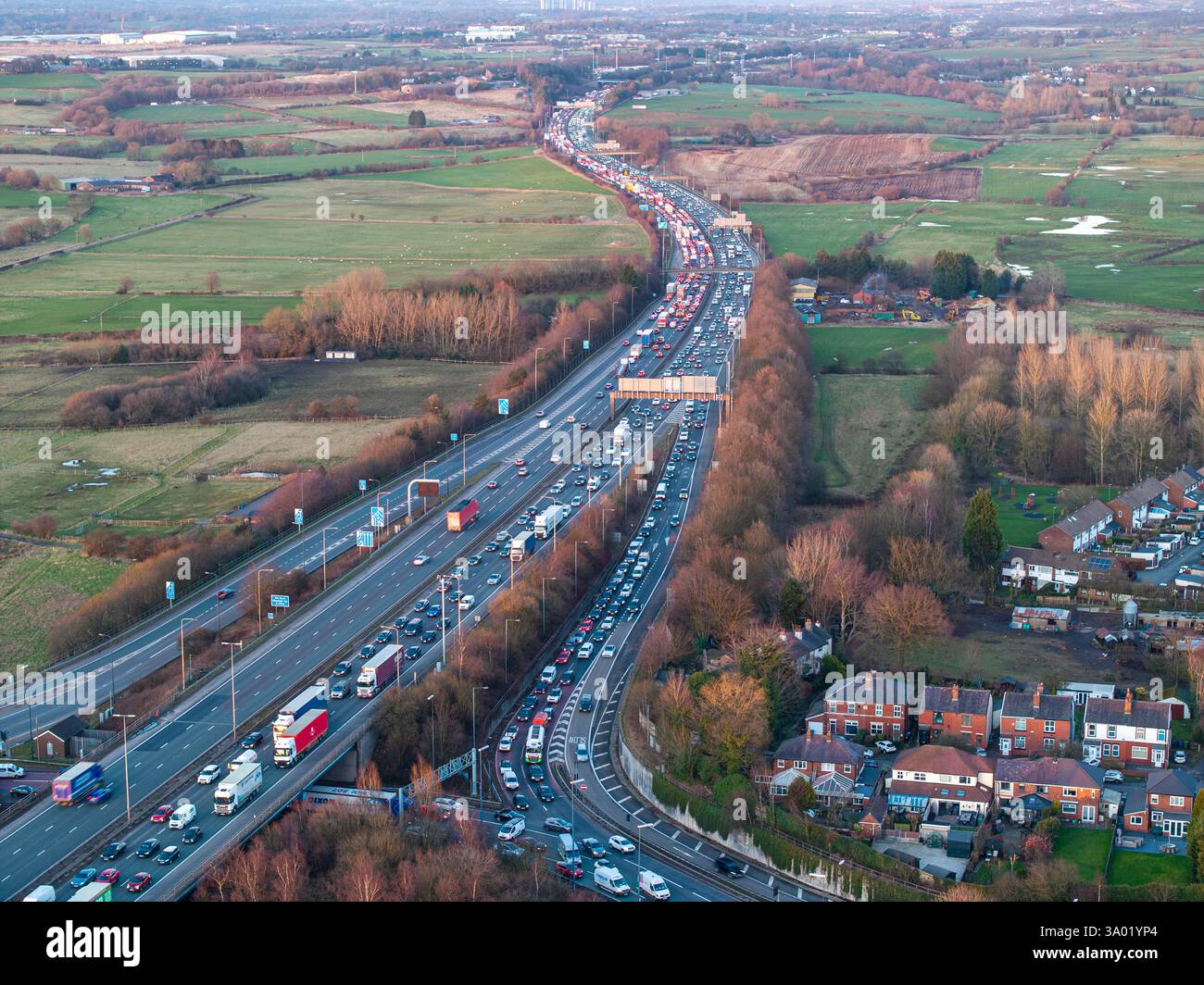Aerial image over Junction 18 roundabout (Simister Island) of ...
