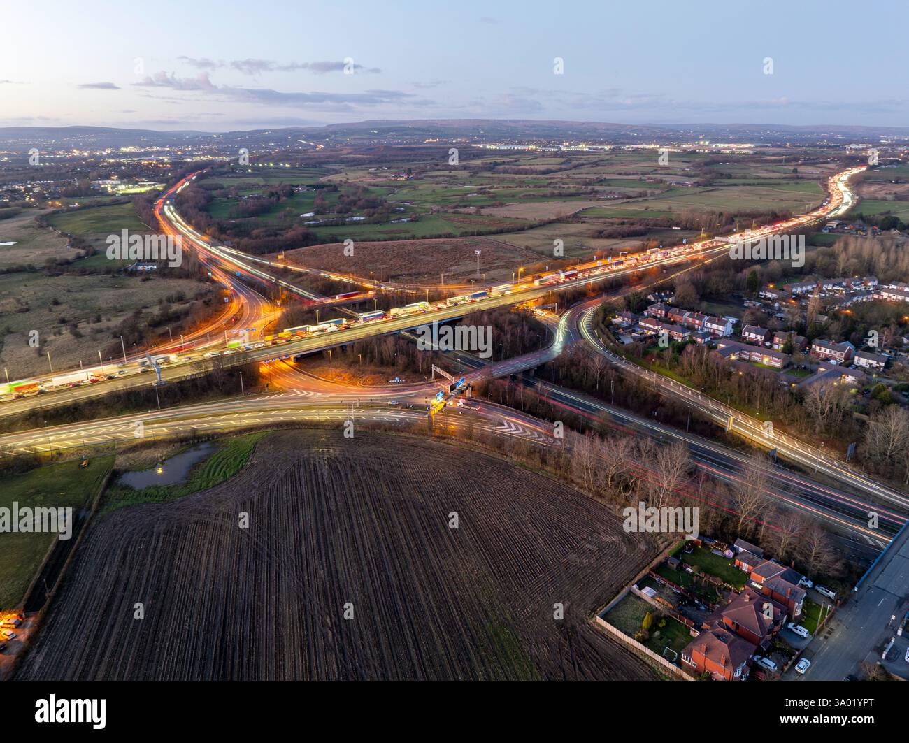 Aerial image over Junction 18 roundabout (Simister Island) of ...