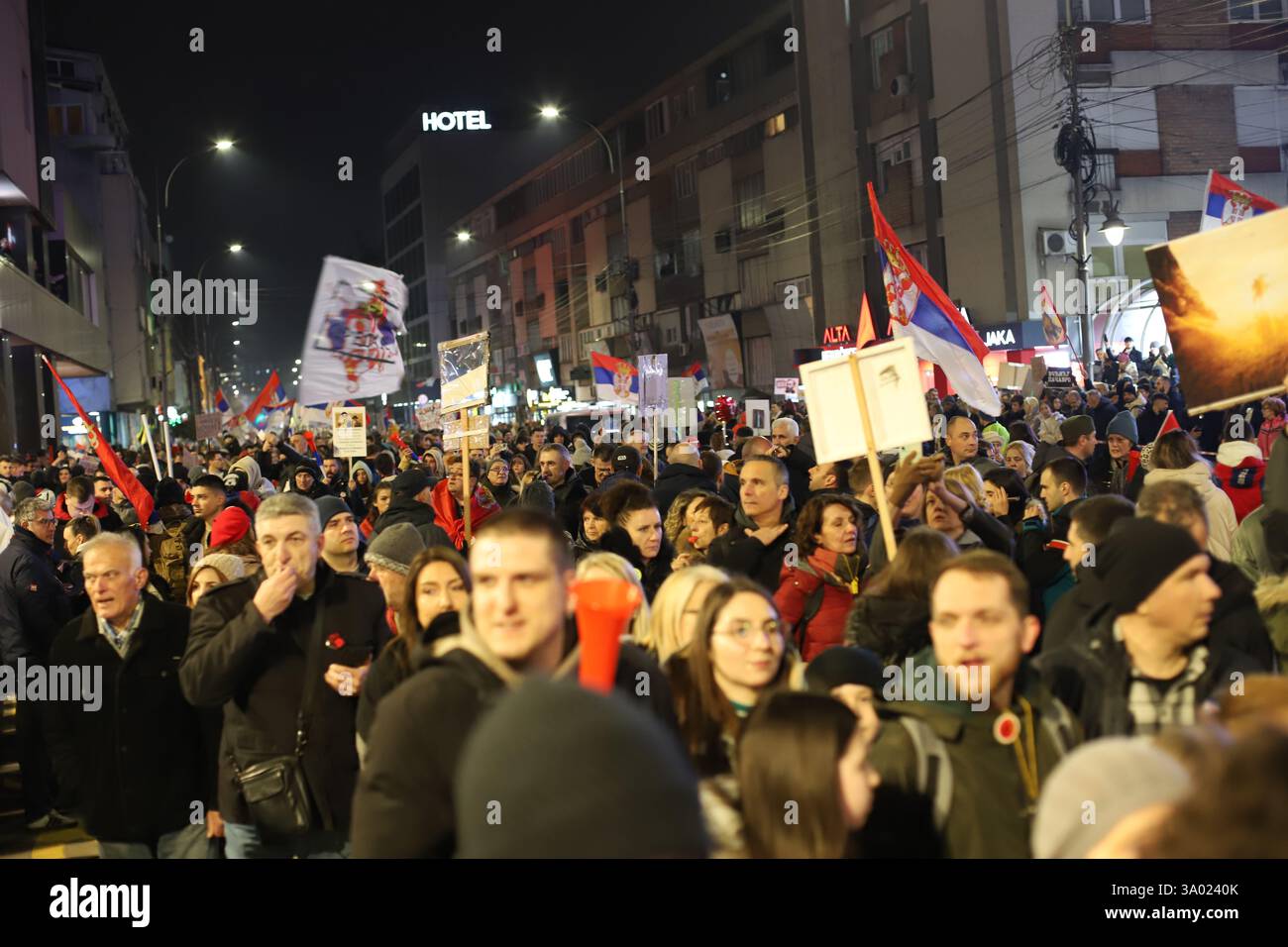 Nis, Serbia 01.03.2025 Mass protest in the city of Nis against the ...
