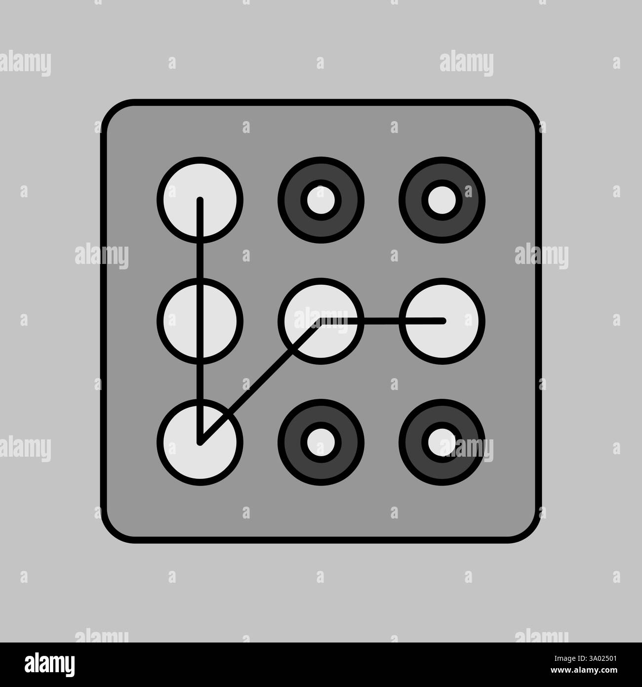 Lock pattern vector grayscale icon. Hand entering smartphone password ...
