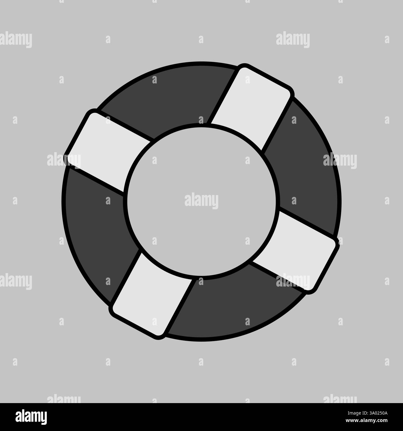 Life ring vector grayscale icon. Life preserver symbol. Life saving ...